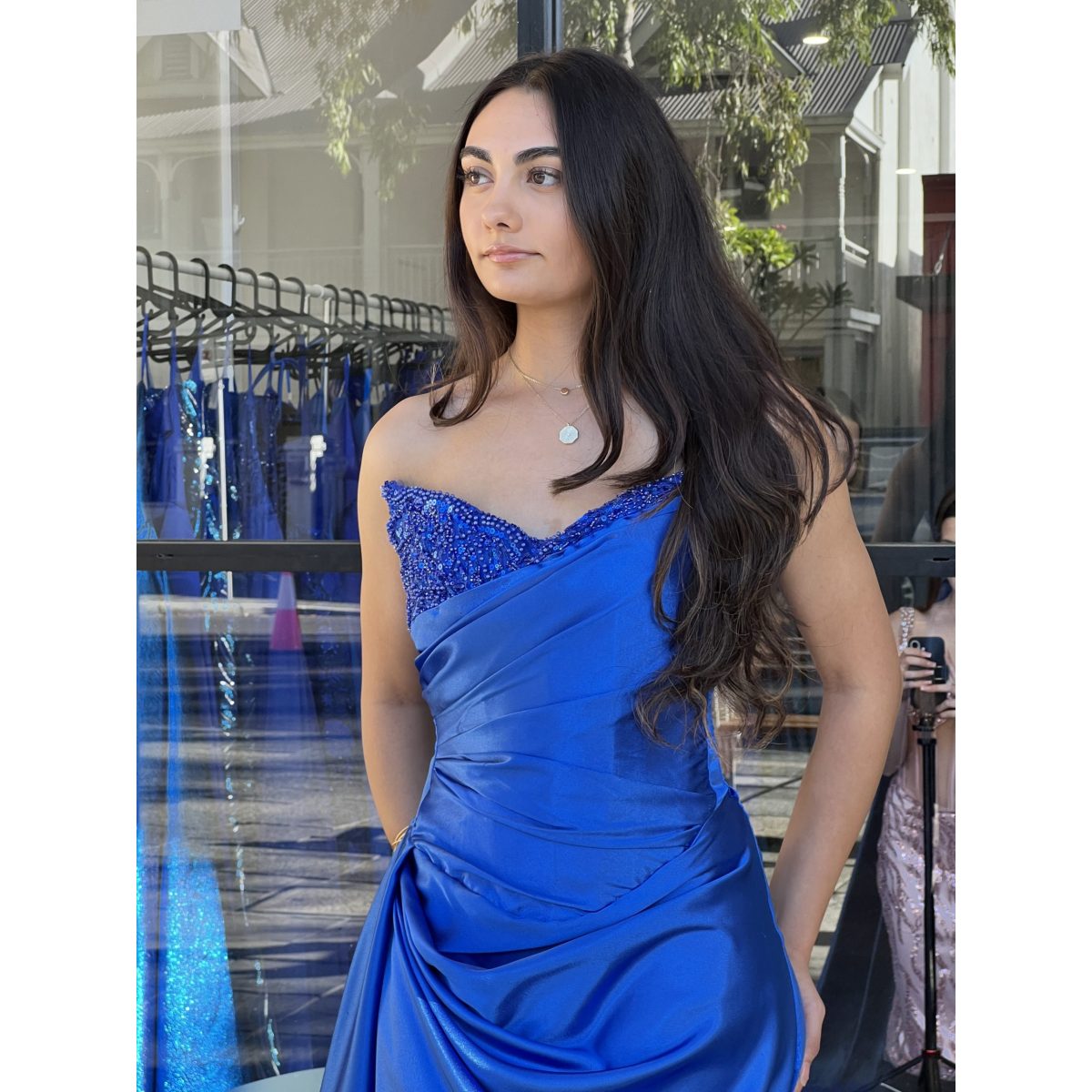 Y473 - QYN Thea Alora Blue Gown | QYN designer dress hire